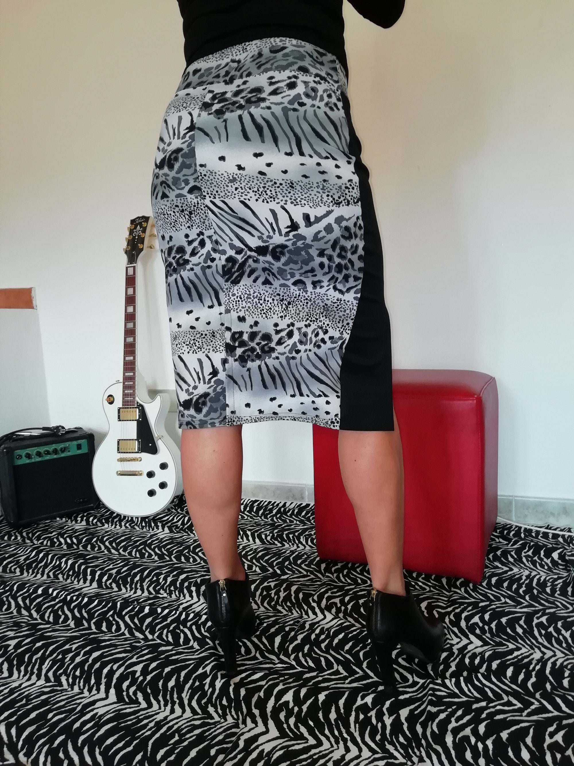 Bedruckter Stretch-Tangorock in hoher Taille. - Etsy.de