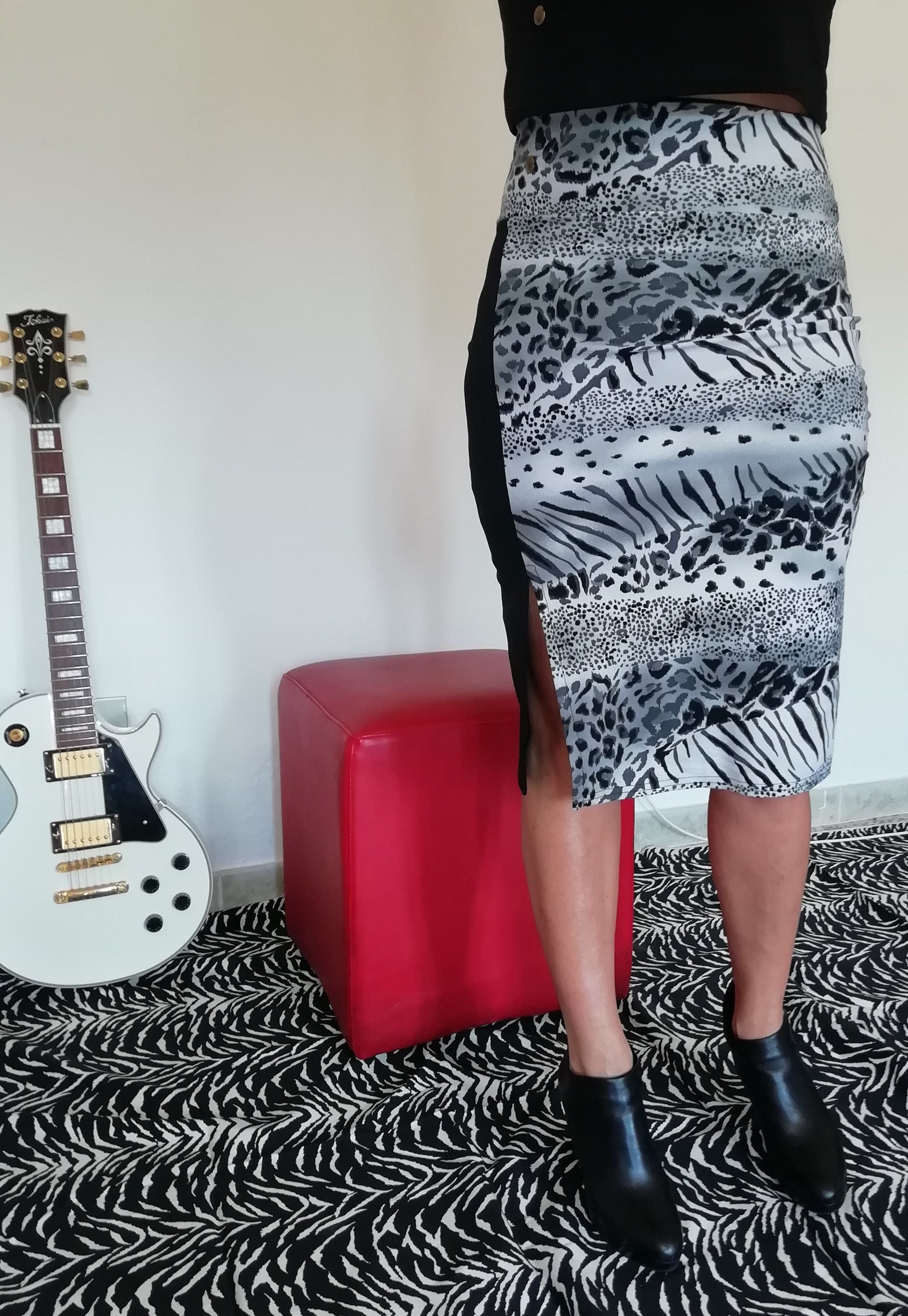 Bedruckter Stretch-Tangorock in hoher Taille. - Etsy.de