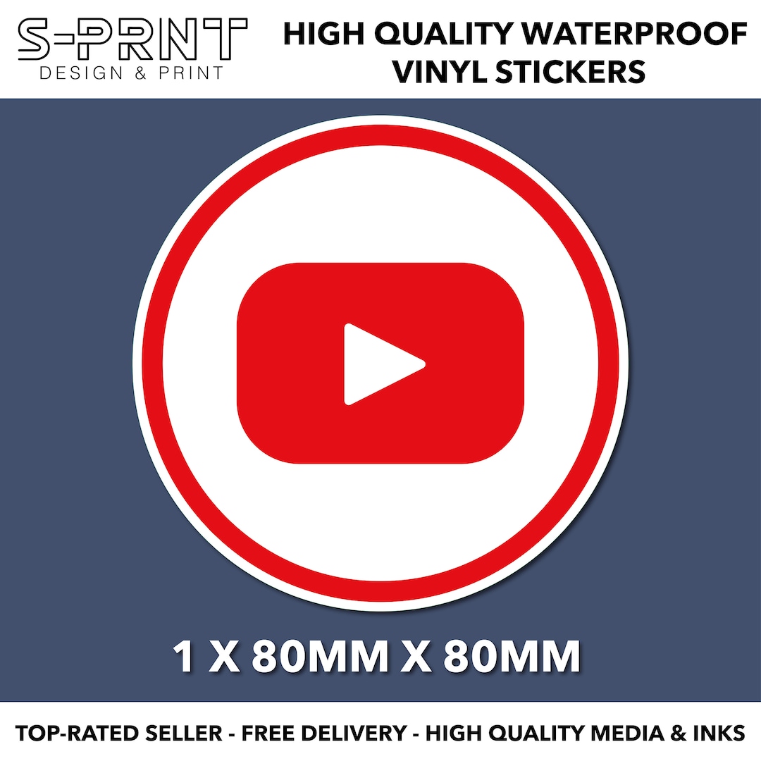 Youtube Logo Circle Self Adhesive Vinyl Sticker 80mm S281 Car - Etsy