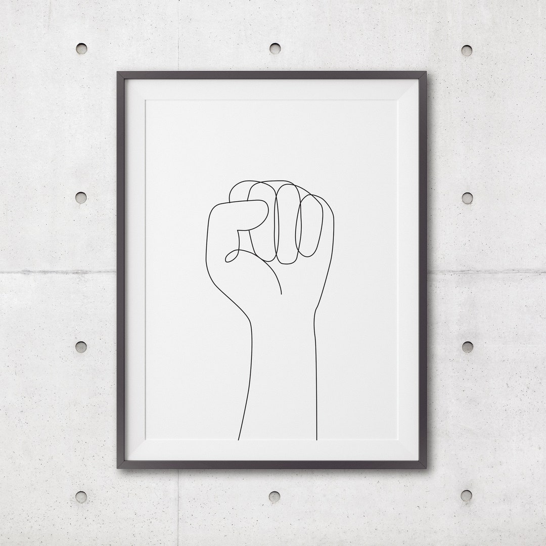 Fist Hand Prints, Line Art Poster, Printable Line Art, Minimal Fist ...