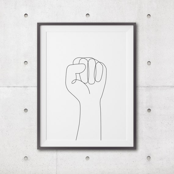 Fist Hand Prints Line Art Poster Printable Line Art Minimal - Etsy