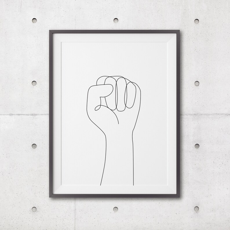 Fist Hand Prints, Line Art Poster, Printable Line Art, Minimal Fist ...