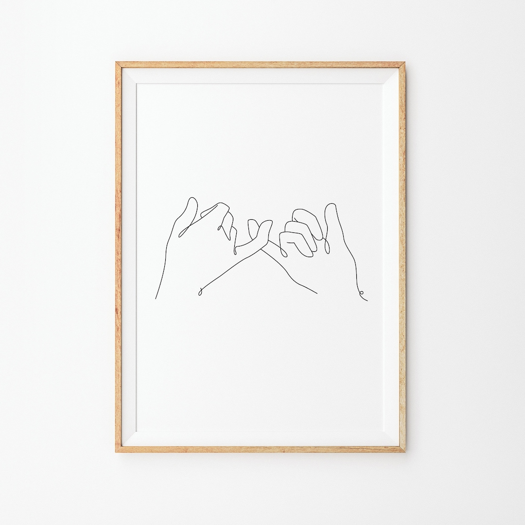 Pinky Promise Print, Line Art Poster, Printable Line Art, Minimal Pinky ...
