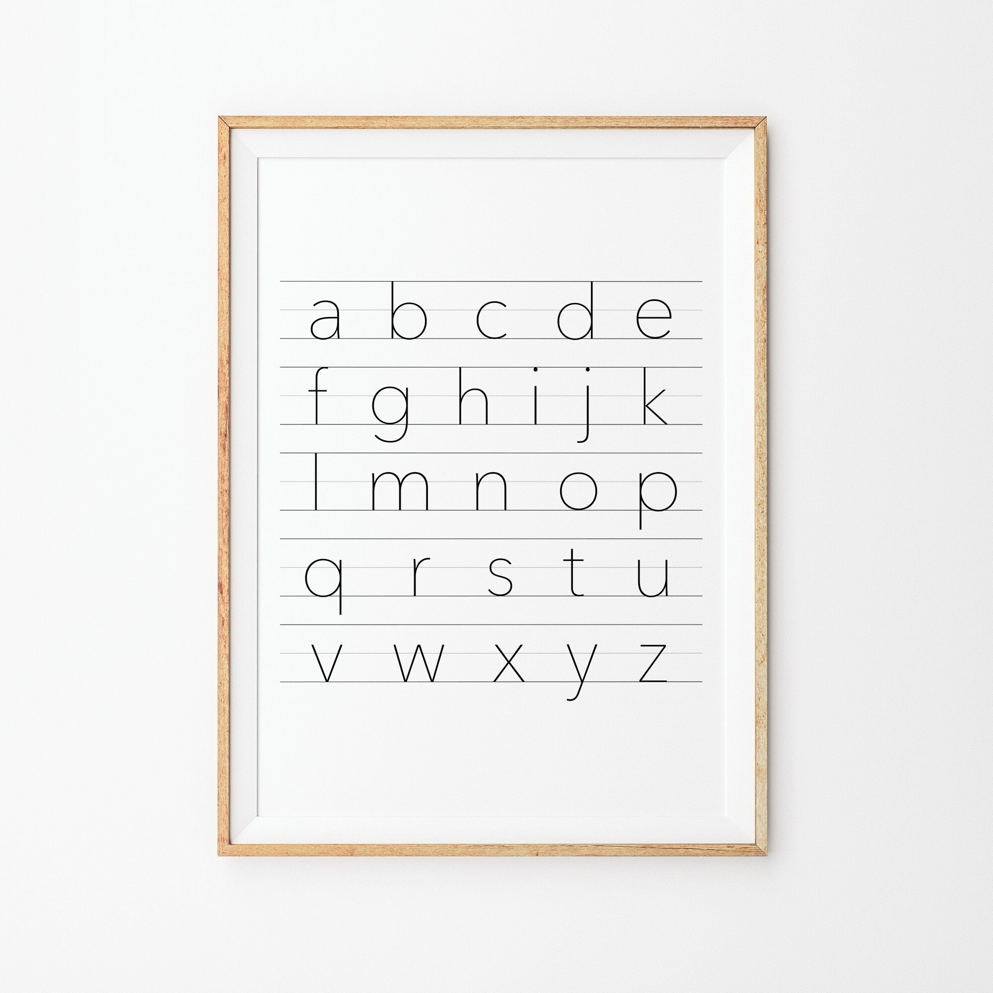 Lowercase Alphabet Print, Printable Alphabet Art, Black & White Letter ...