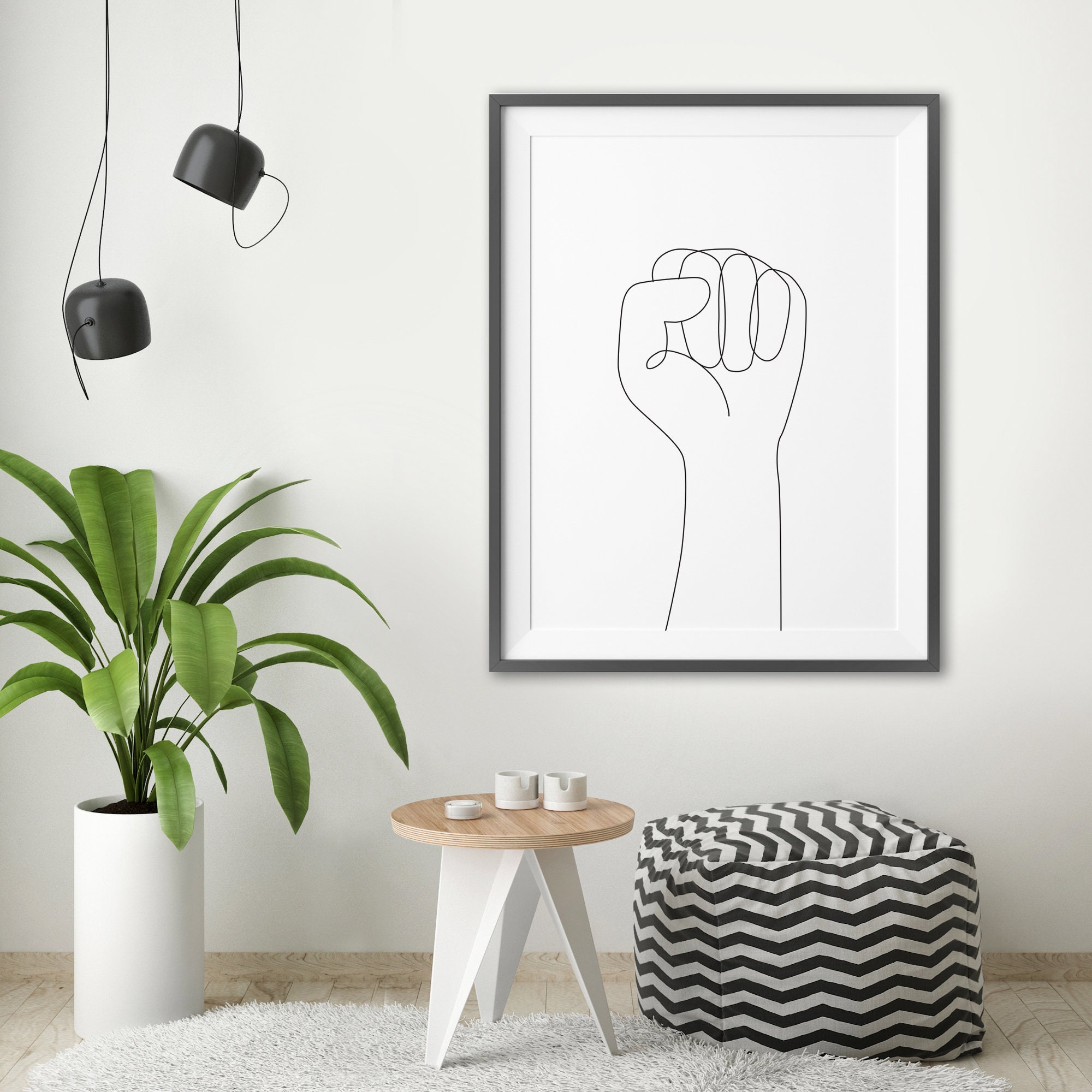 Fist Hand Prints, Line Art Poster, Printable Line Art, Minimal Fist ...