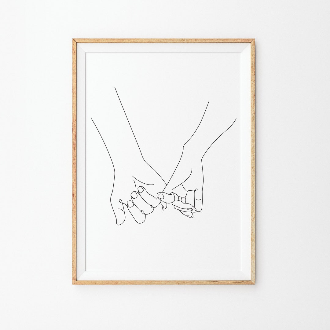 Pinky Promise Print, Line Art Poster, Printable Line Art, Minimal Pinky ...