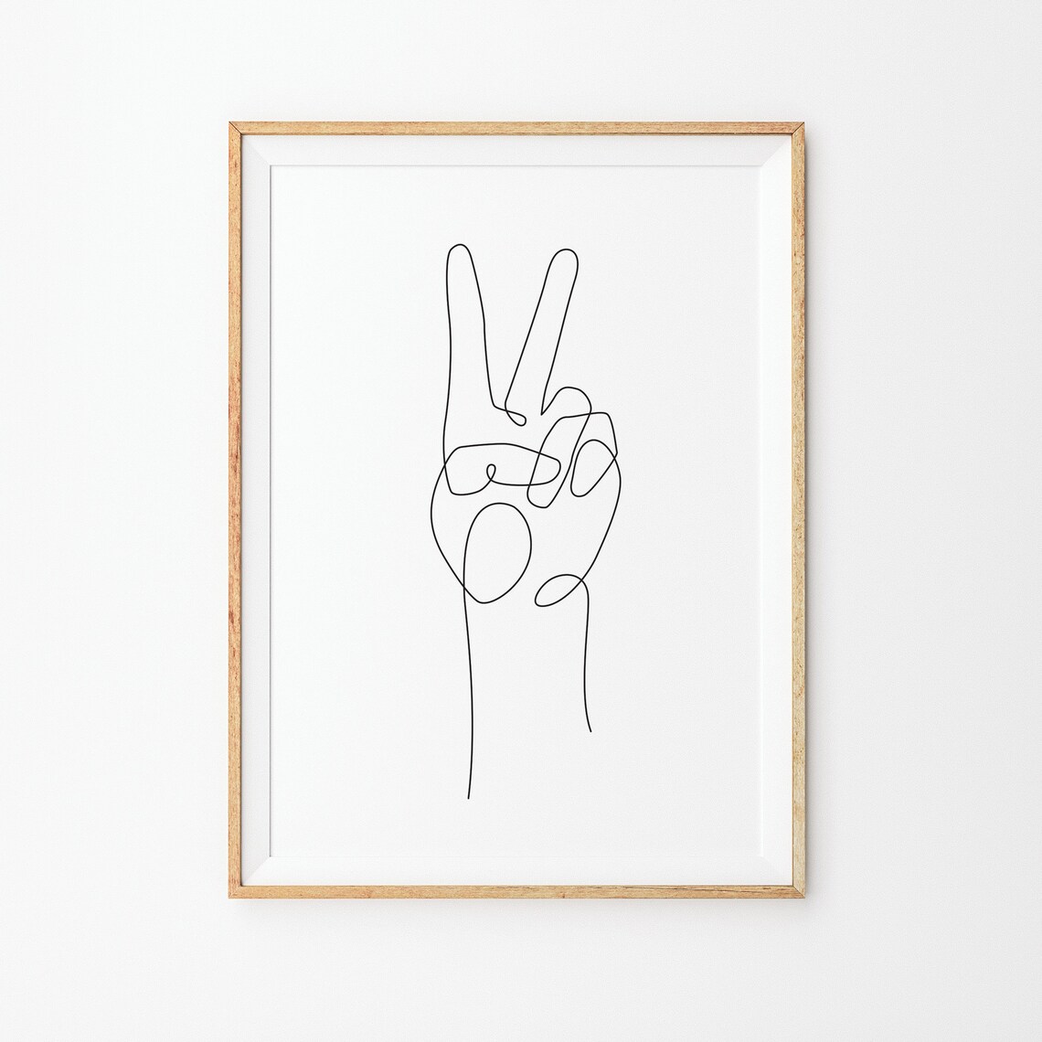 Victory Hand Sign Print, Line Art Poster, Printable Line Art, Minimal ...