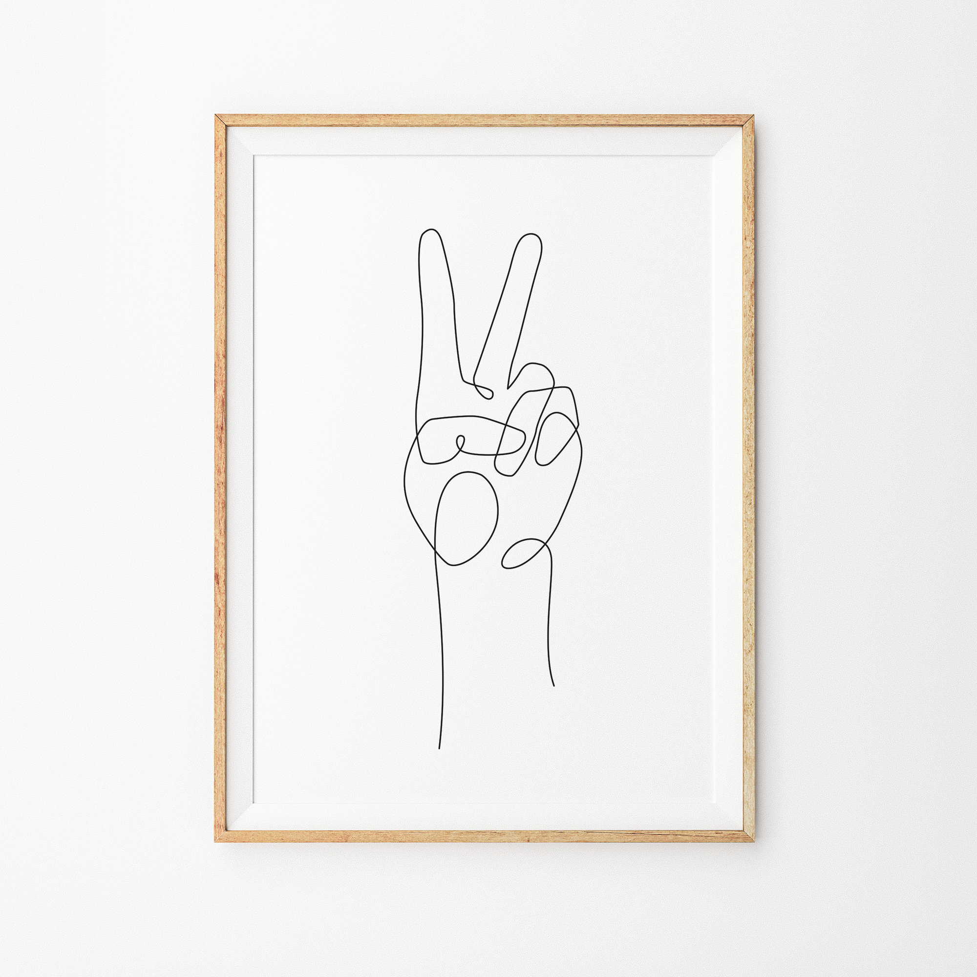 Victory Hand Sign Print, Line Art Poster, Printable Line Art, Minimal ...