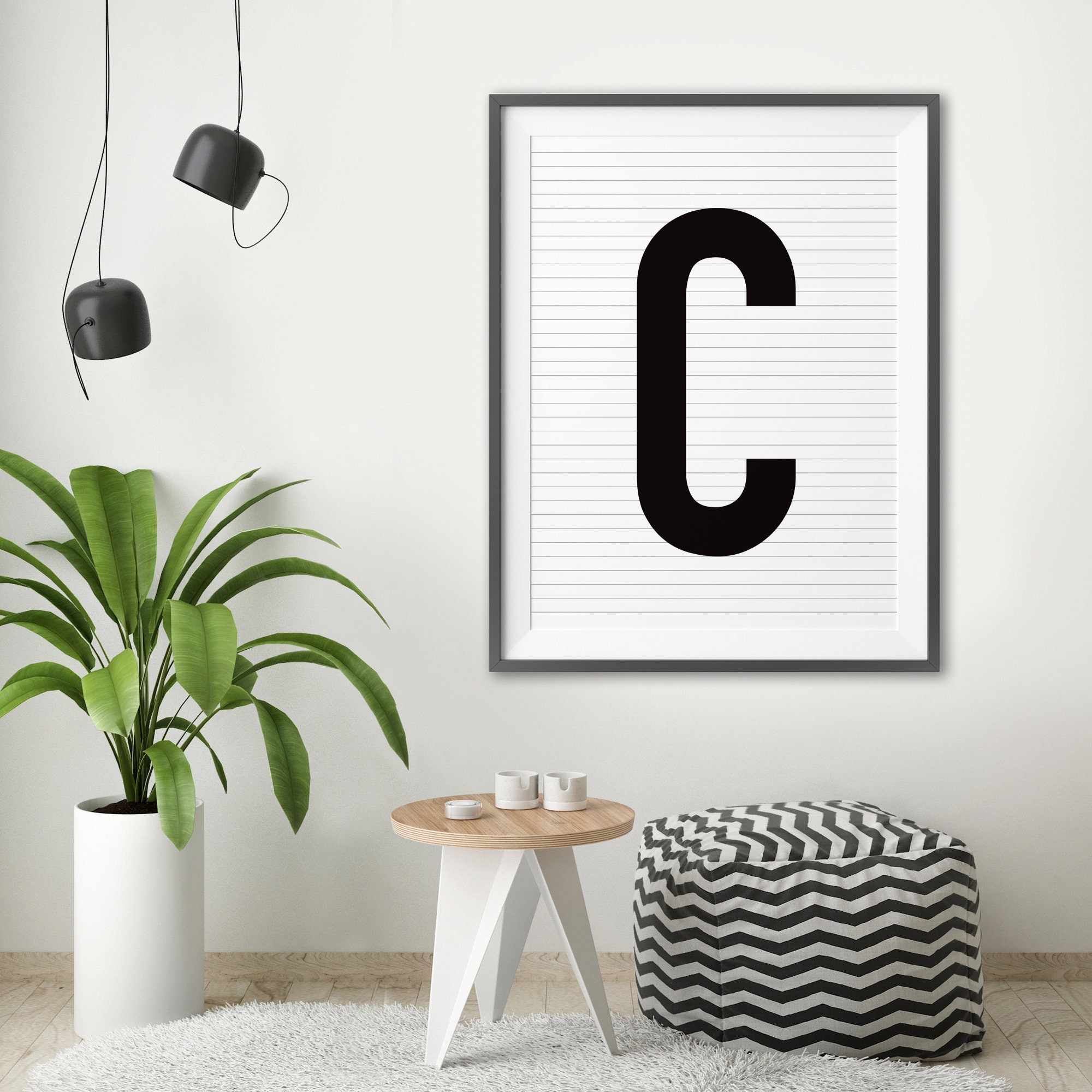 Printable Letter “C”, Monochrome Letter Poster, Modern Wall Art ...