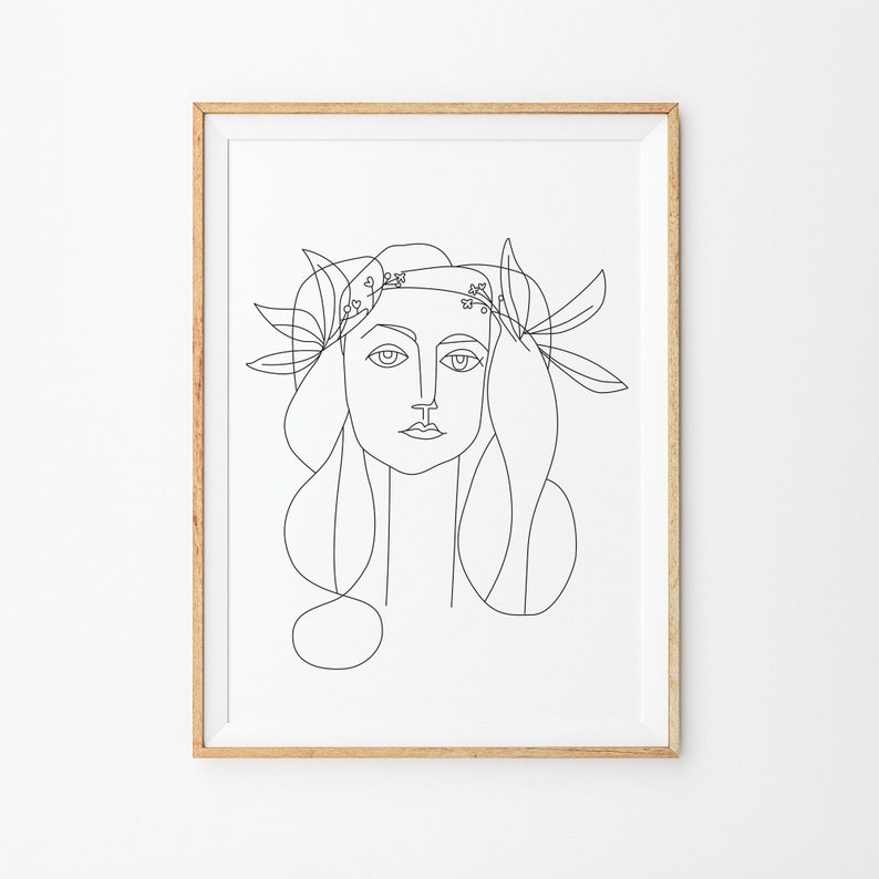Pablo Picasso Line Drawing Print, Line Art Female Face, Printable ...
