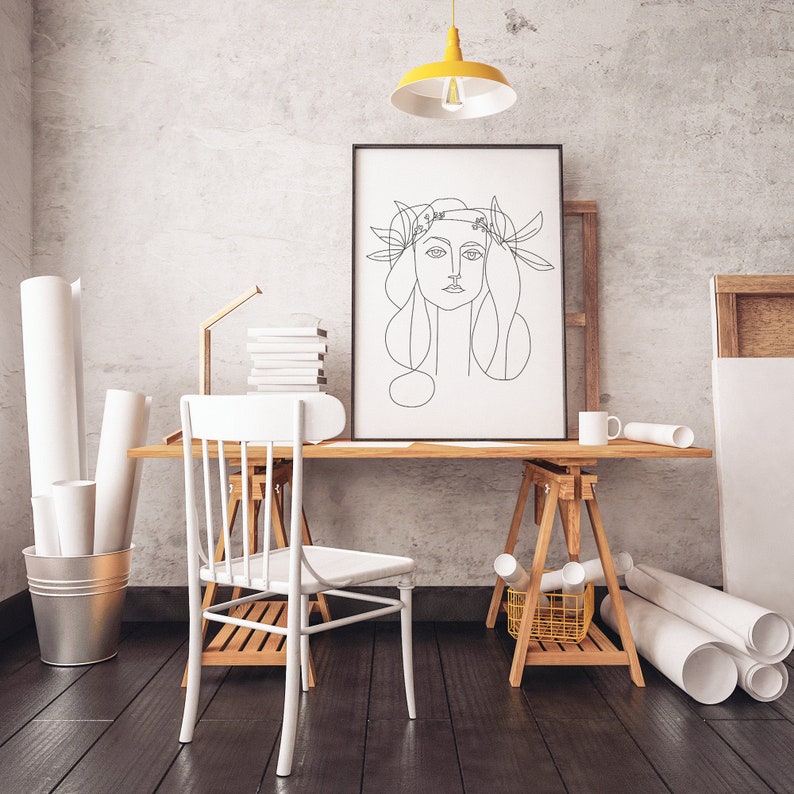 Pablo Picasso Line Drawing Print Line Art Female Face - Etsy