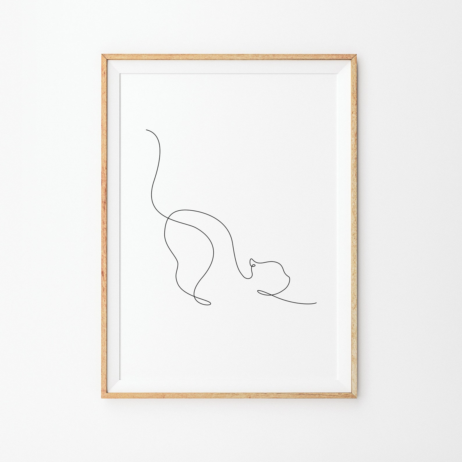 Stretching Cat Line Art Digital Print, Cat Line Art Print, Minimal Cat ...