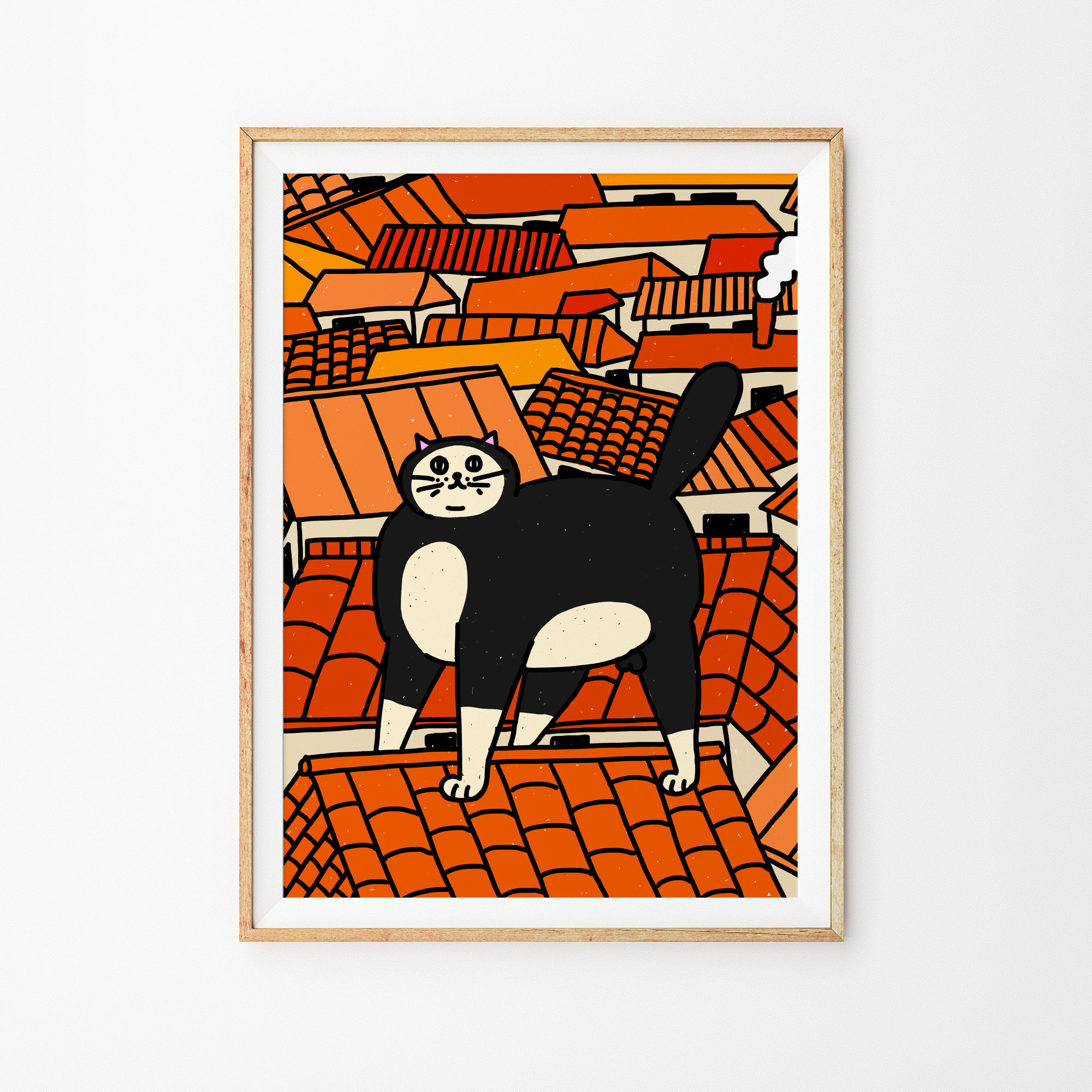 Fernando Botero Cat Art Print: Whimsical Cat on Roof (digital Download ...