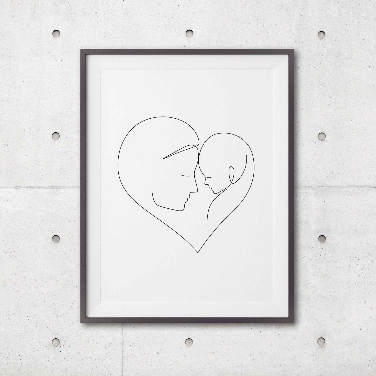 Mother and Baby Line Art Print, Printable Line Art, Infant Art, Mother ...