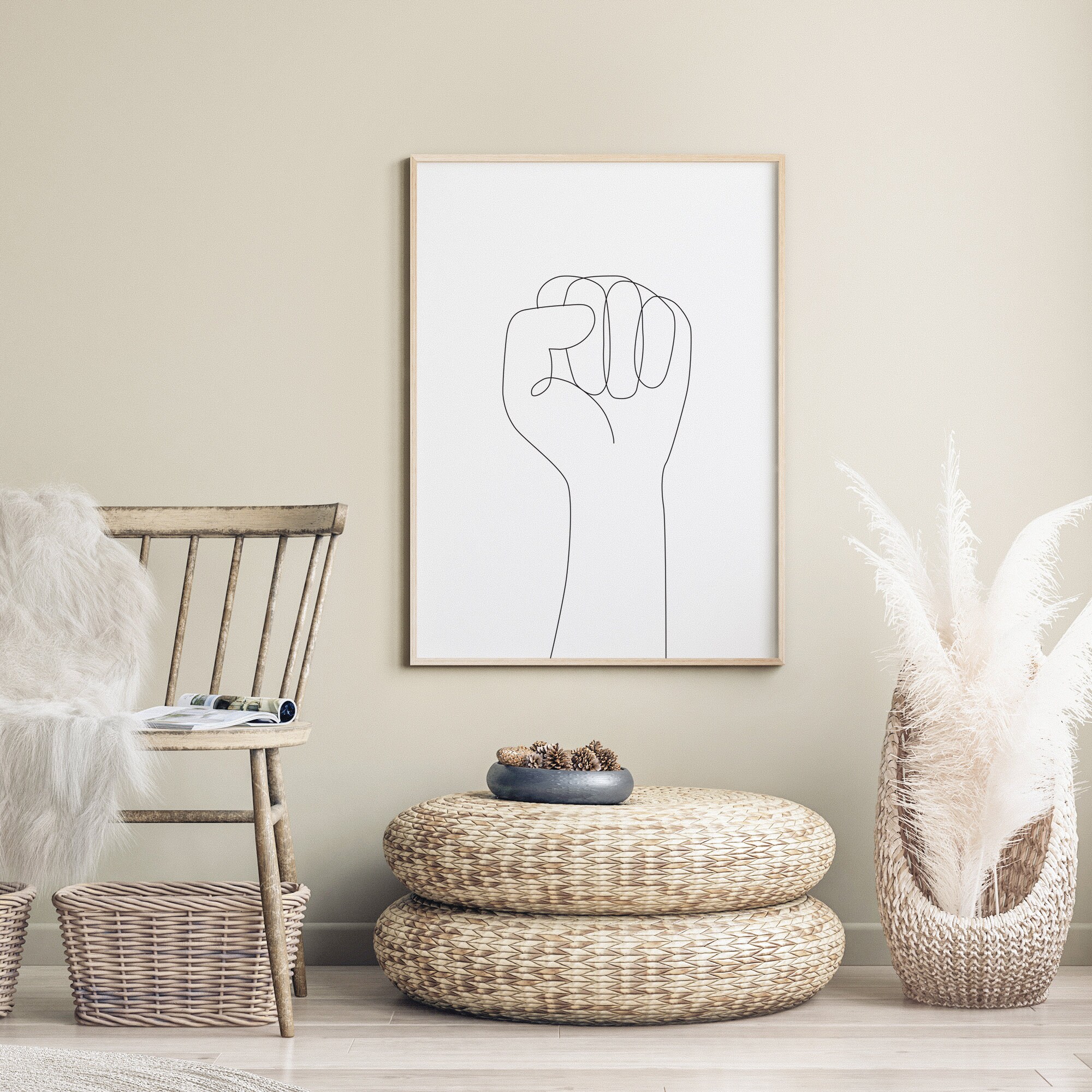 Fist Hand Prints, Line Art Poster, Printable Line Art, Minimal Fist ...