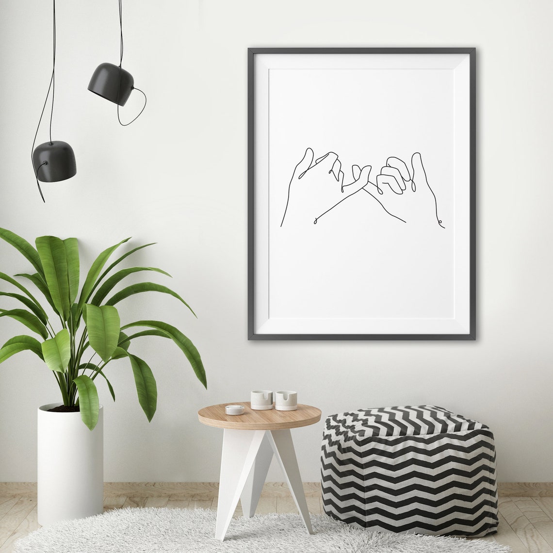Pinky Promise Print, Line Art Poster, Printable Line Art, Minimal Pinky ...