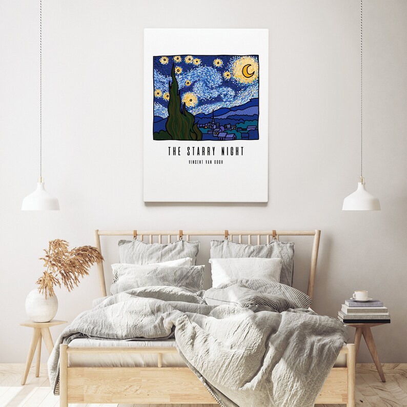 Van Gogh Starry Night Printable Art: Interior Wall Poster (digital ...
