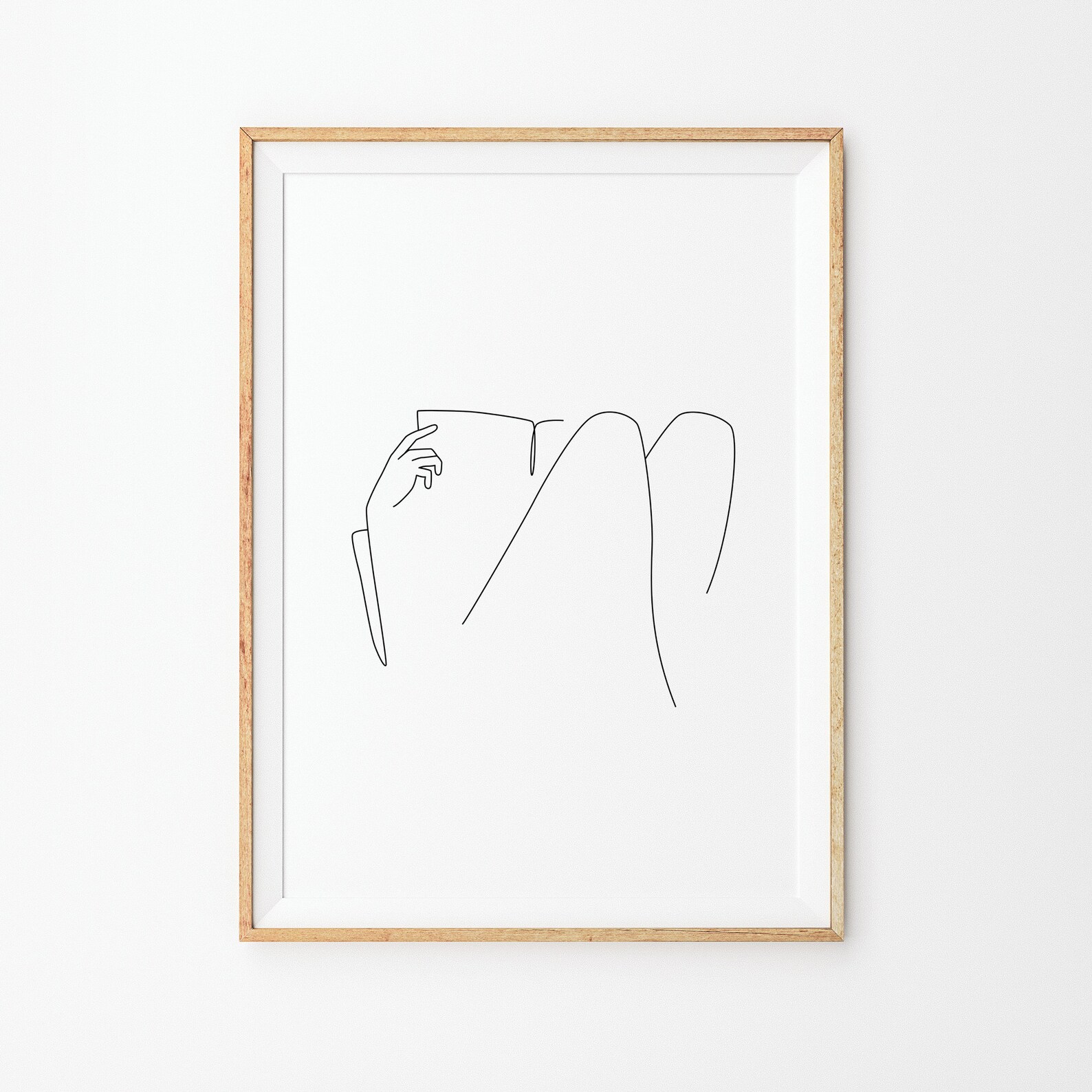 Woman Reading a Book Line Art Print, Book Hands Line Art Prints, Book ...