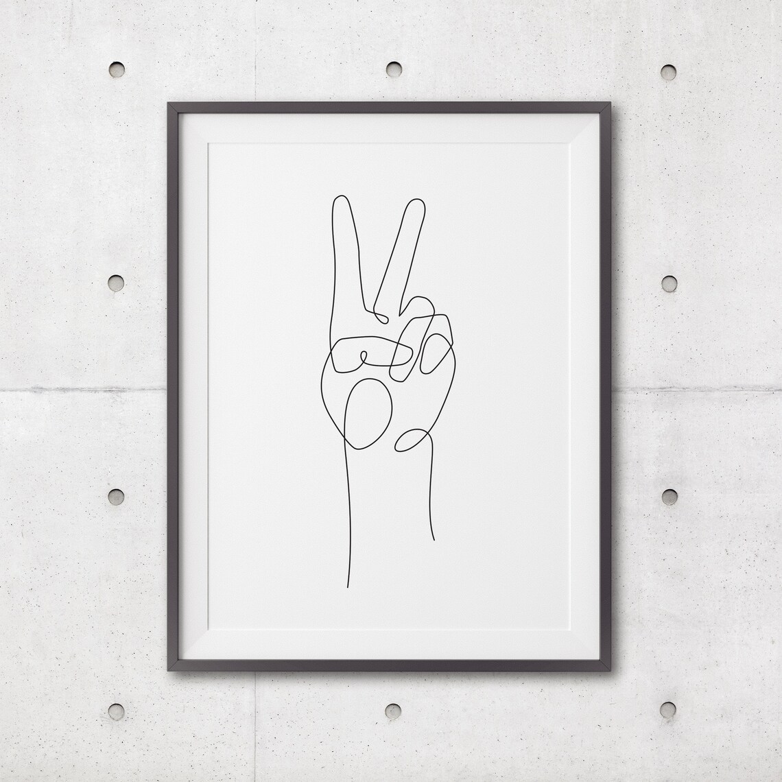 Victory Hand Sign Print, Line Art Poster, Printable Line Art, Minimal ...