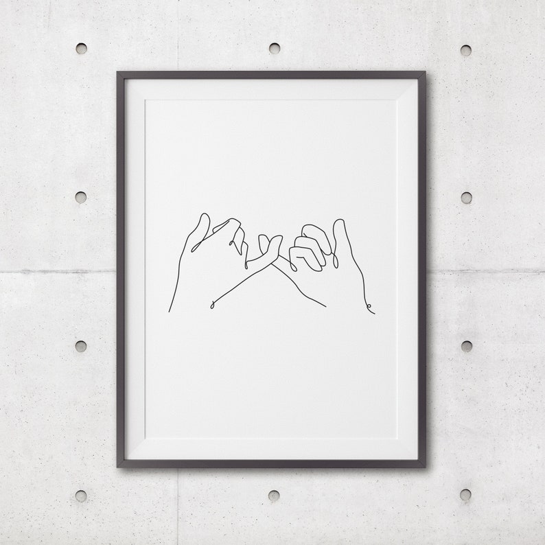 Pinky Promise Print, Line Art Poster, Printable Line Art, Minimal Pinky ...