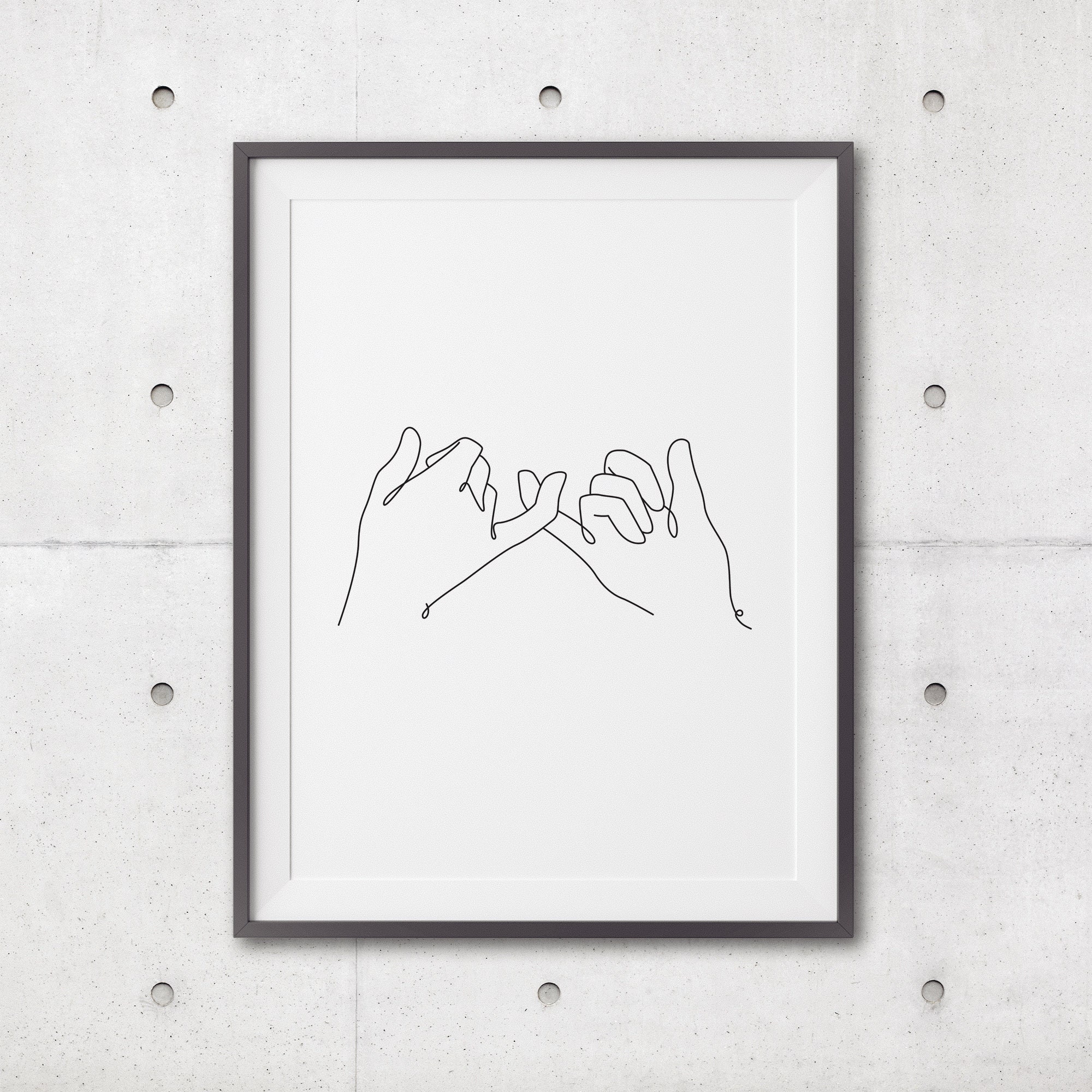 Pinky Promise Print, Line Art Poster, Printable Line Art, Minimal Pinky ...