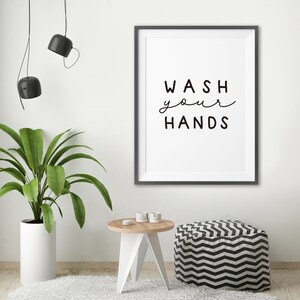 Wash Your Hands Art Print: Minimalist Bathroom Decor (digital Download ...