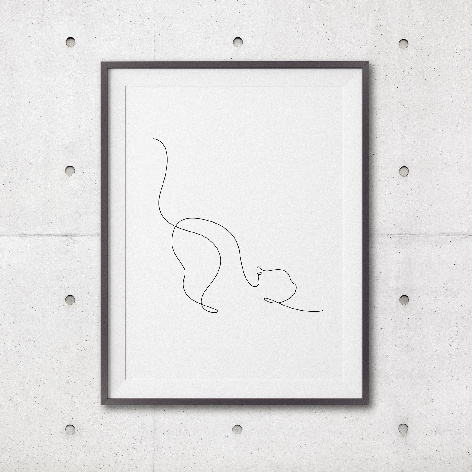 Stretching Cat Line Art Digital Print, Cat Line Art Print, Minimal Cat ...