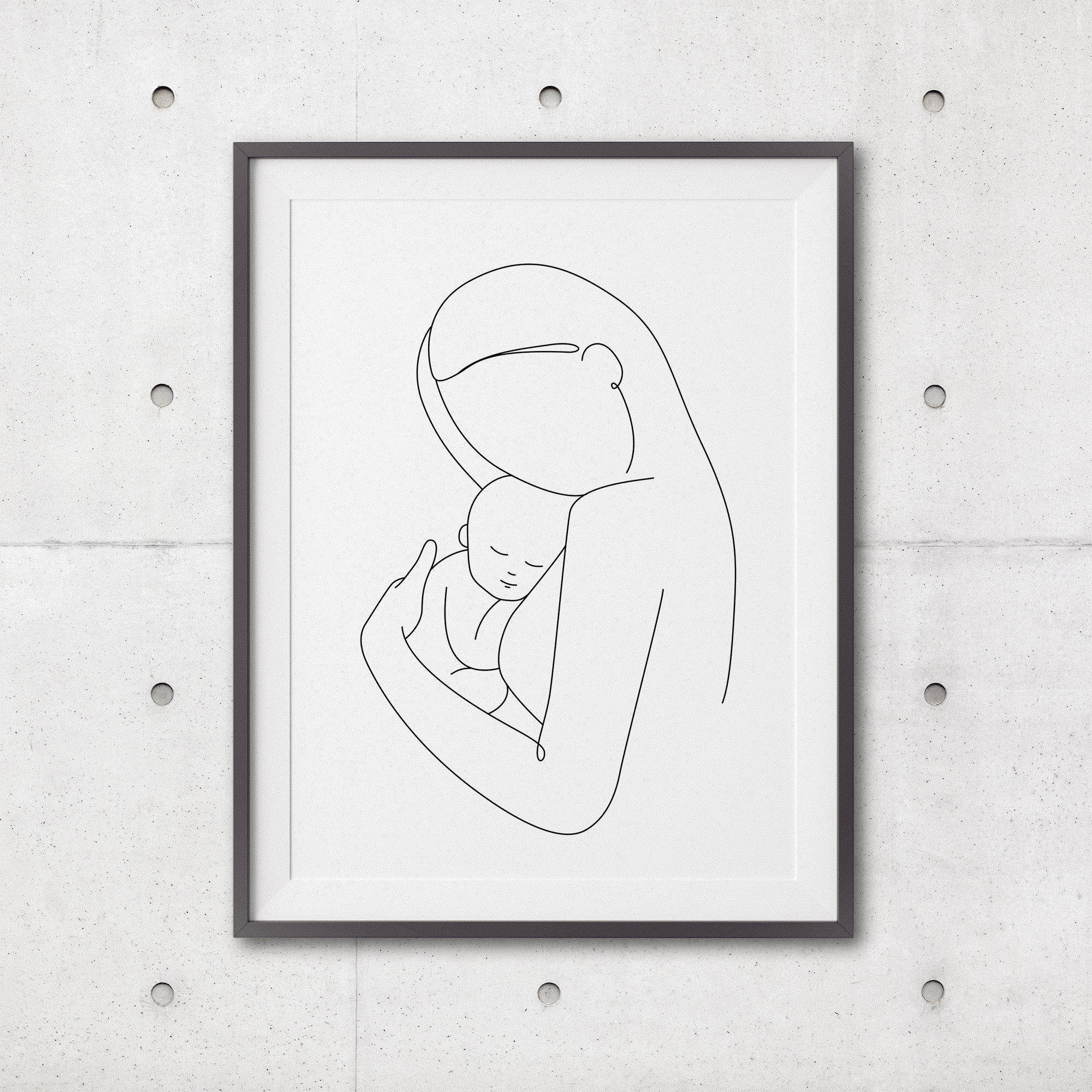 Mother Holding a Baby Print Mother and Baby Wall Line Art - Etsy
