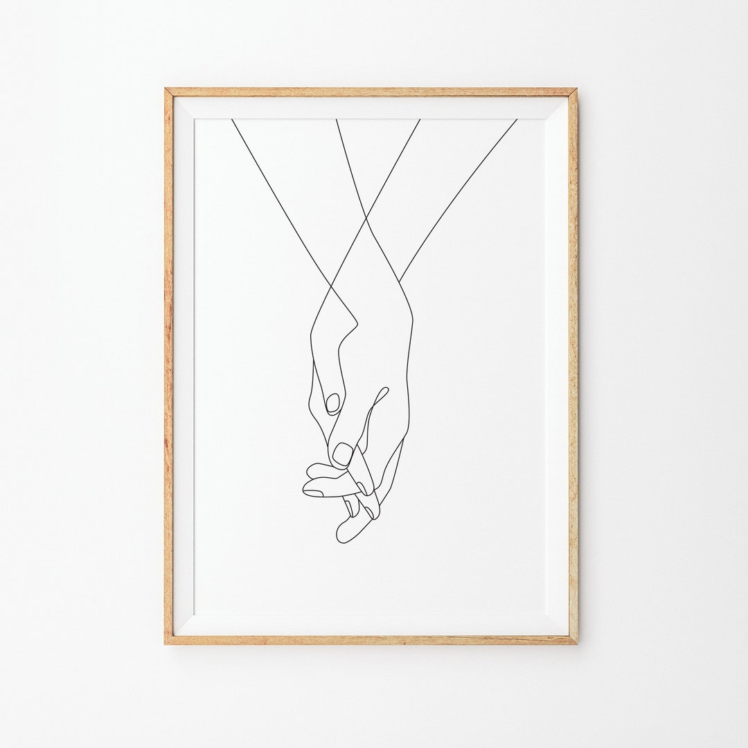 Holding Hands Line Art Print, Printable Line Art, Minimal Holding Hands ...
