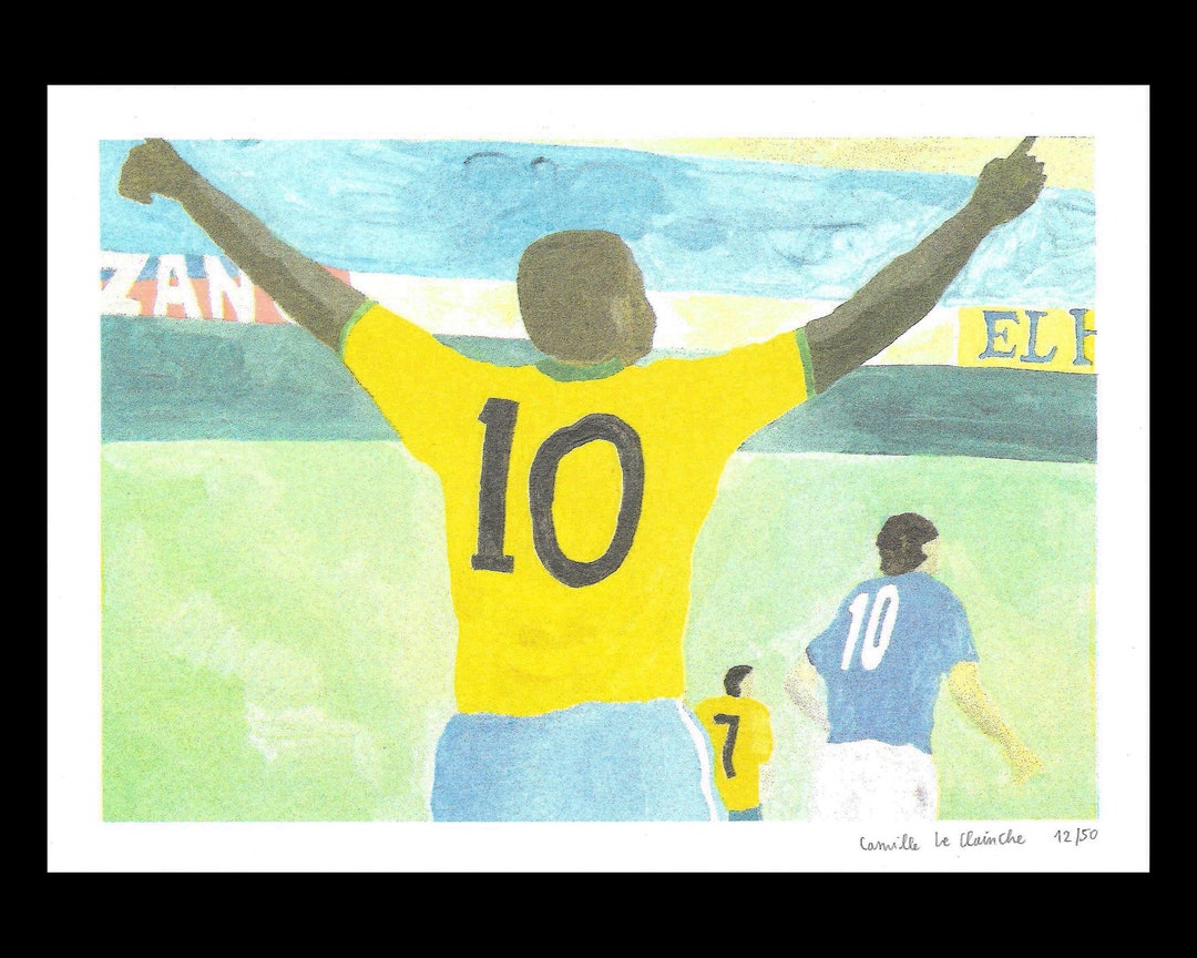 Pelé, Football Players, A5 Illustration, Risograph Print - Etsy