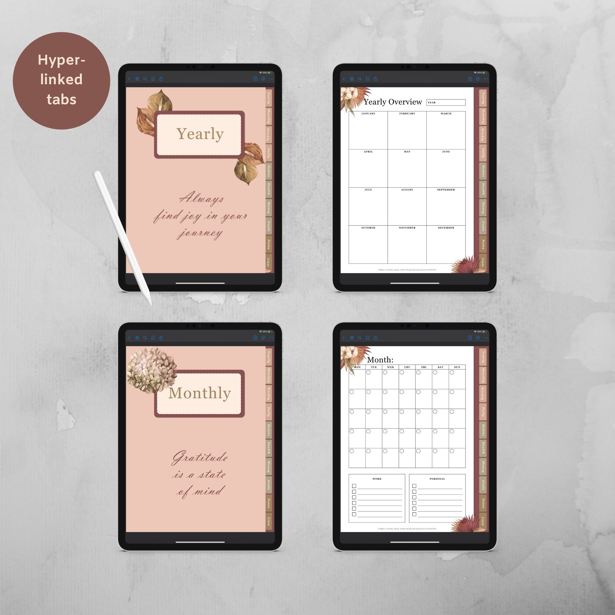 Digital Life Planner Undated Hyperlinked Goodnotes | Etsy