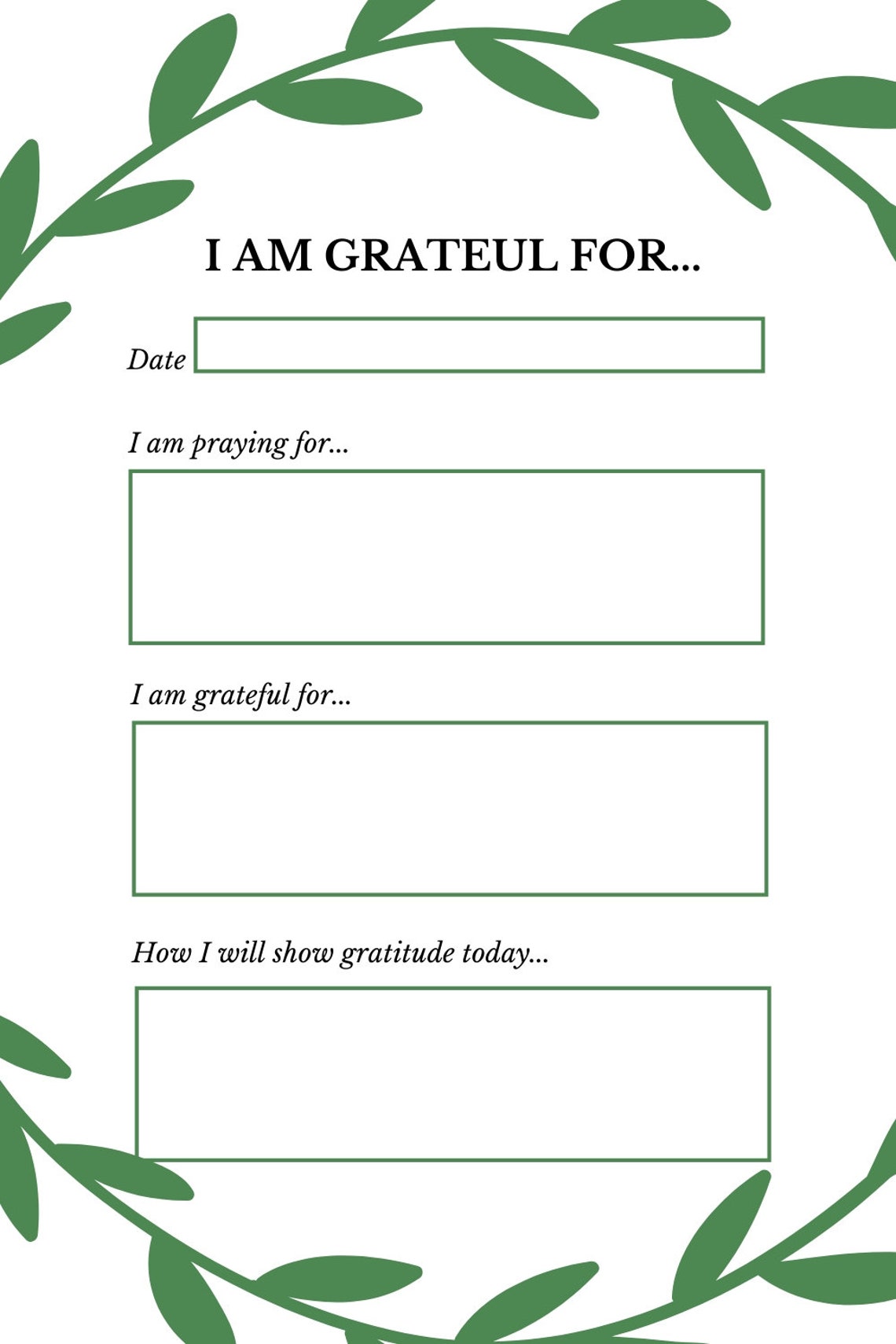 Gratitude Printable Gratitude Journal Download and Print | Etsy