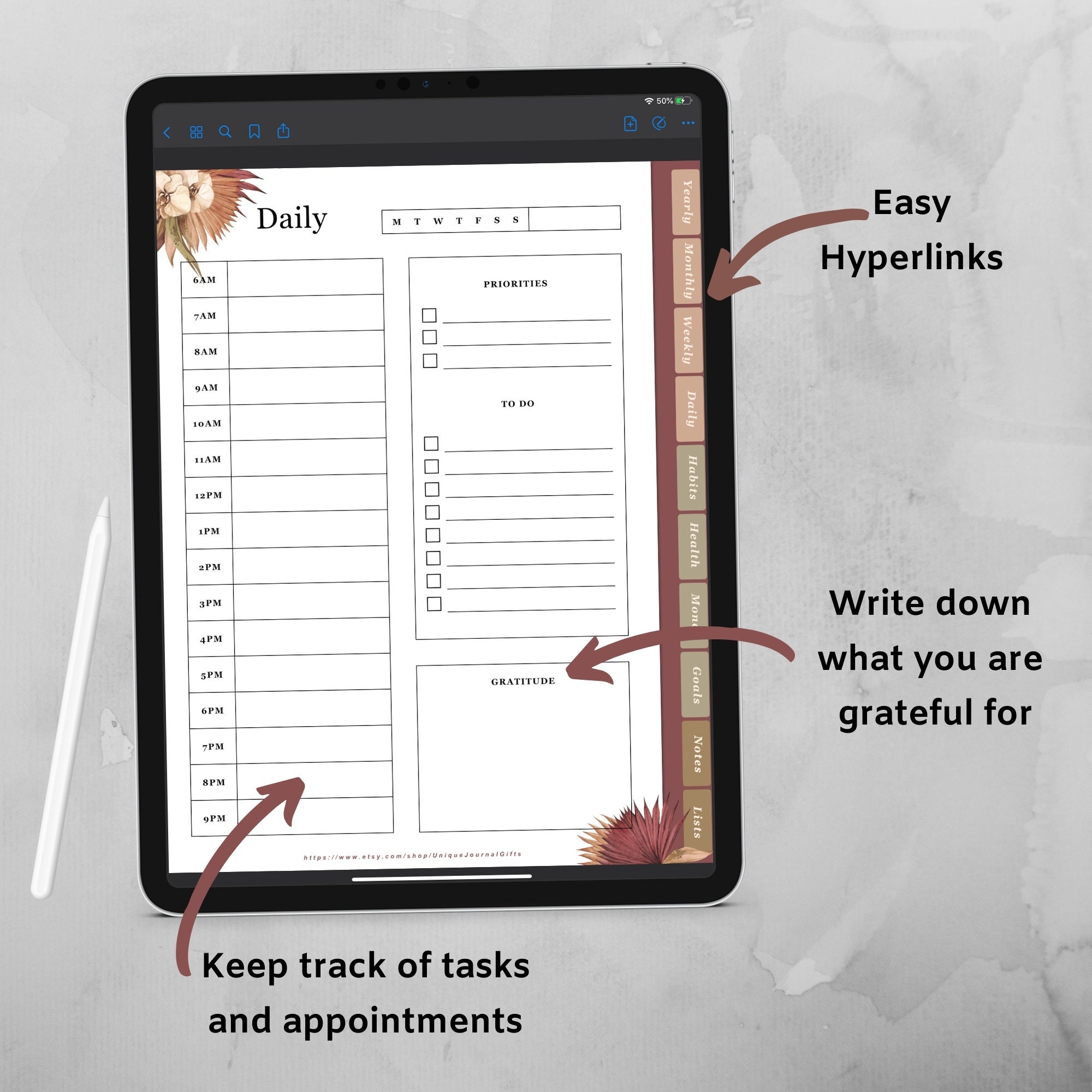 Digital Life Planner Undated Hyperlinked Goodnotes | Etsy