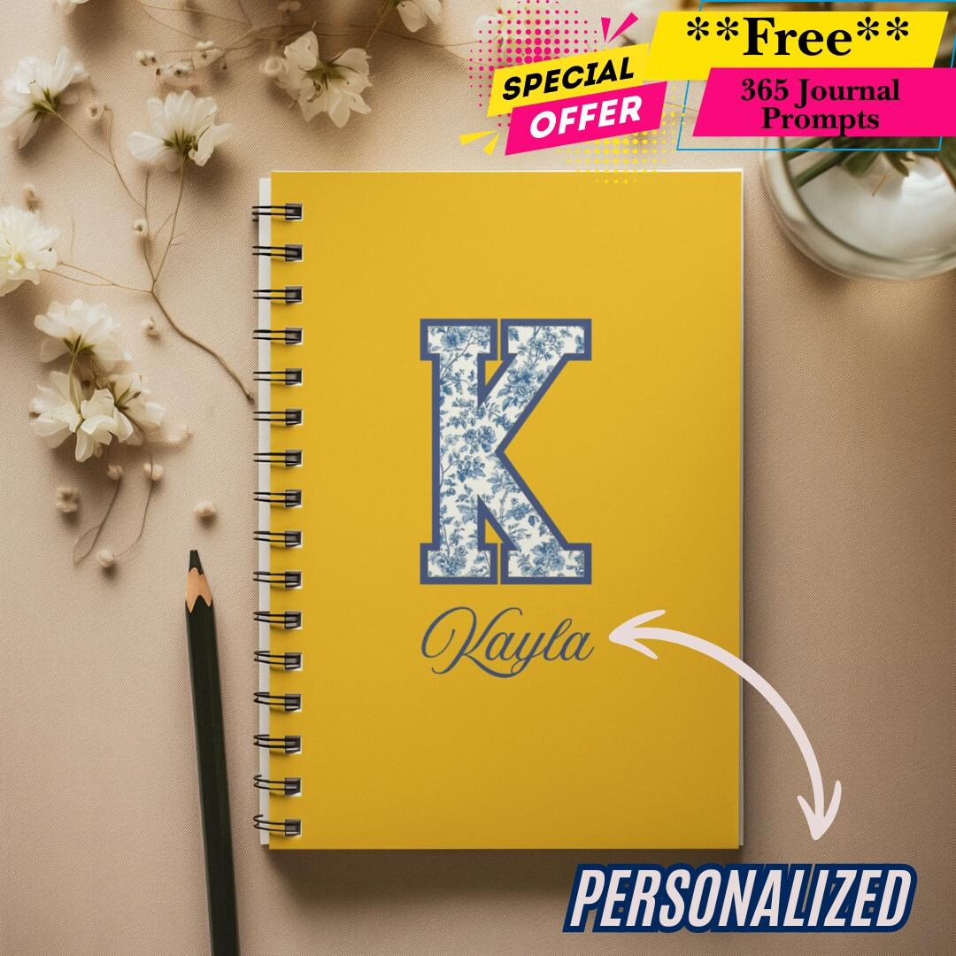 Personalized Spiral Notebook Custom Notebooks Women Monogrammed ...