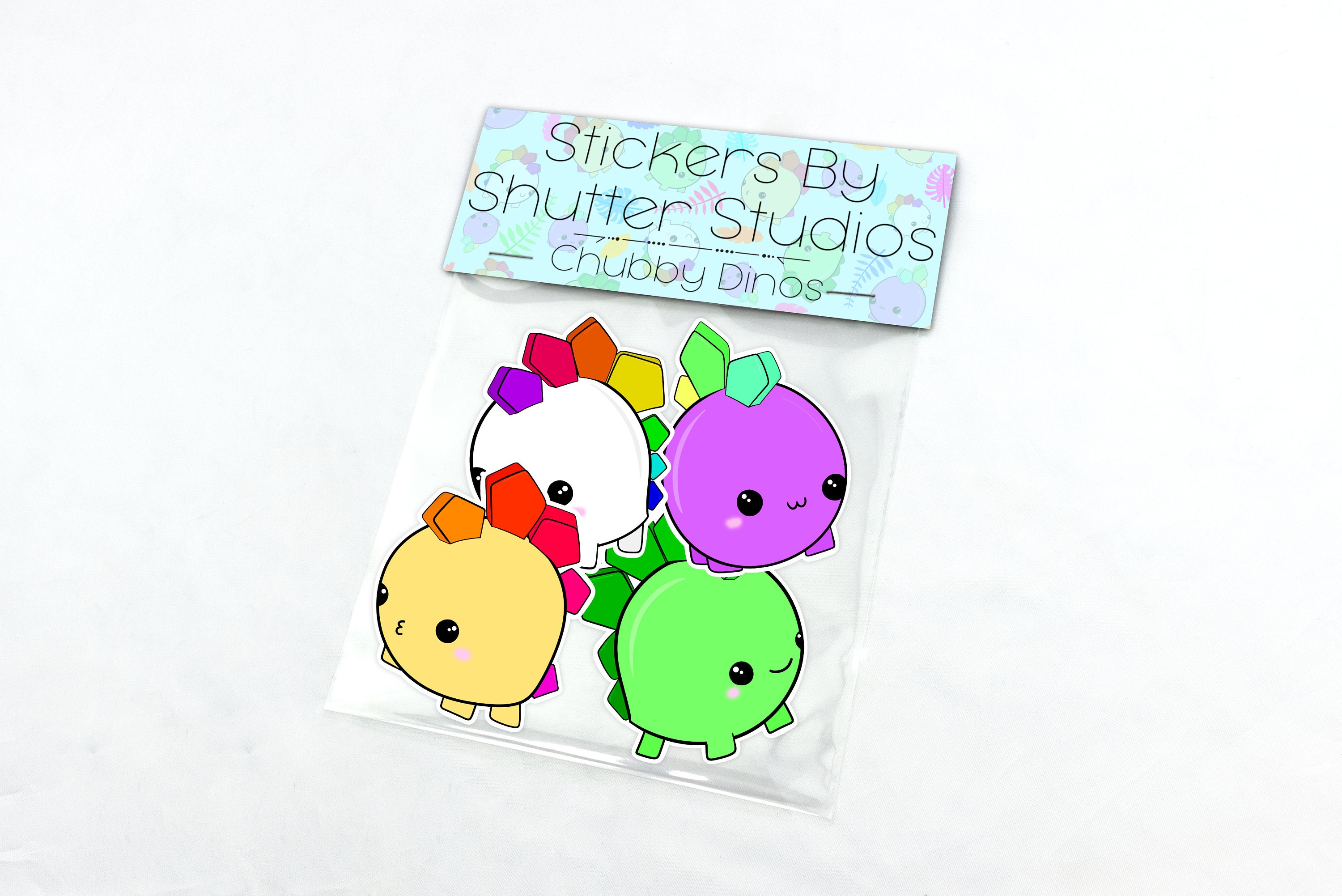 Cute Dinosaur Sticker Pack, Cubby Dino Die Cut Vinyl Sticker Set of 4 ...
