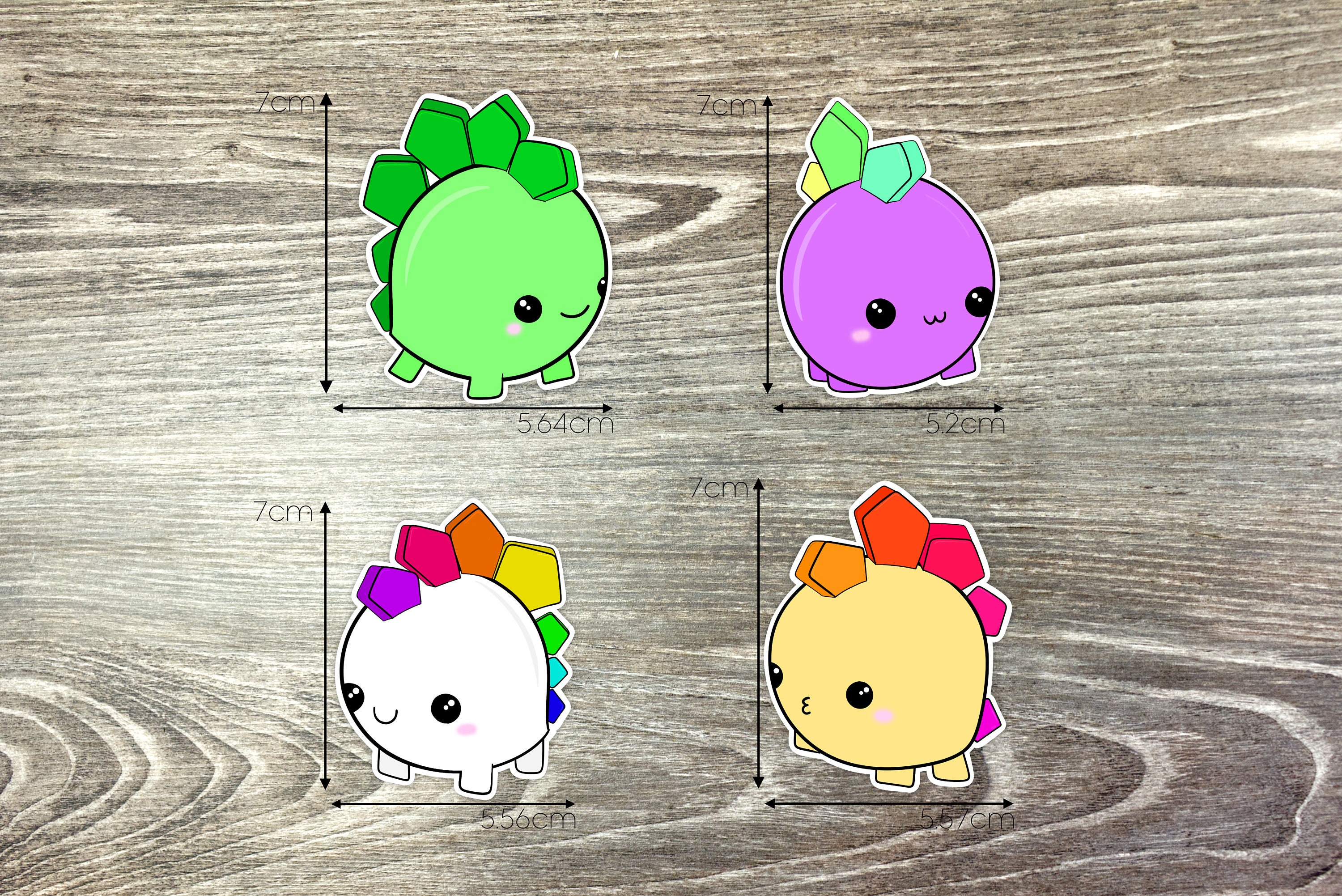 Cute Dinosaur Sticker Pack, Cubby Dino Die Cut Vinyl Sticker Set of 4 ...