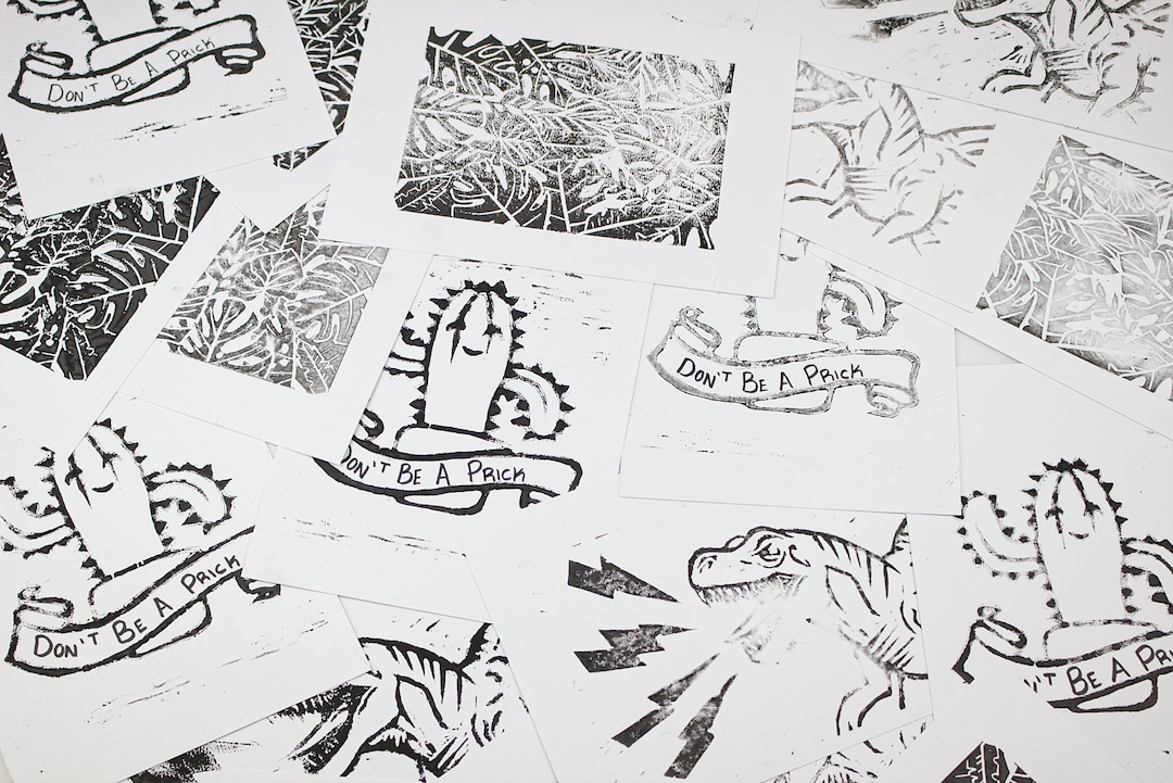Bad Prints - Lino Print - A5 - Read Description - Etsy