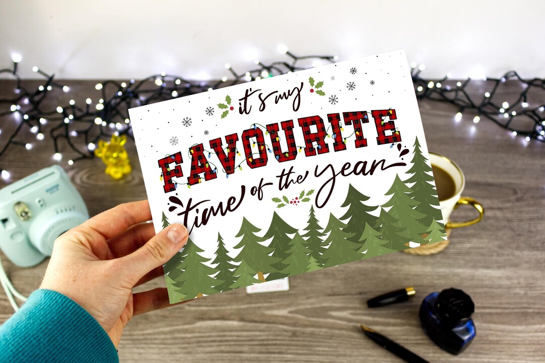 Festive Holiday Card It's My Favourite Time of Year Red - Etsy