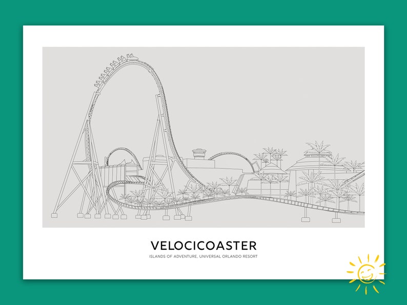 Velocicoaster Roller Coaster Line Drawing Print - Etsy