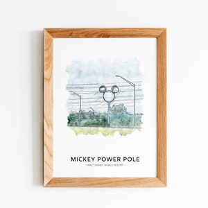 Mickey Mouse Power Pole Pylon Watercolour Print - Etsy UK
