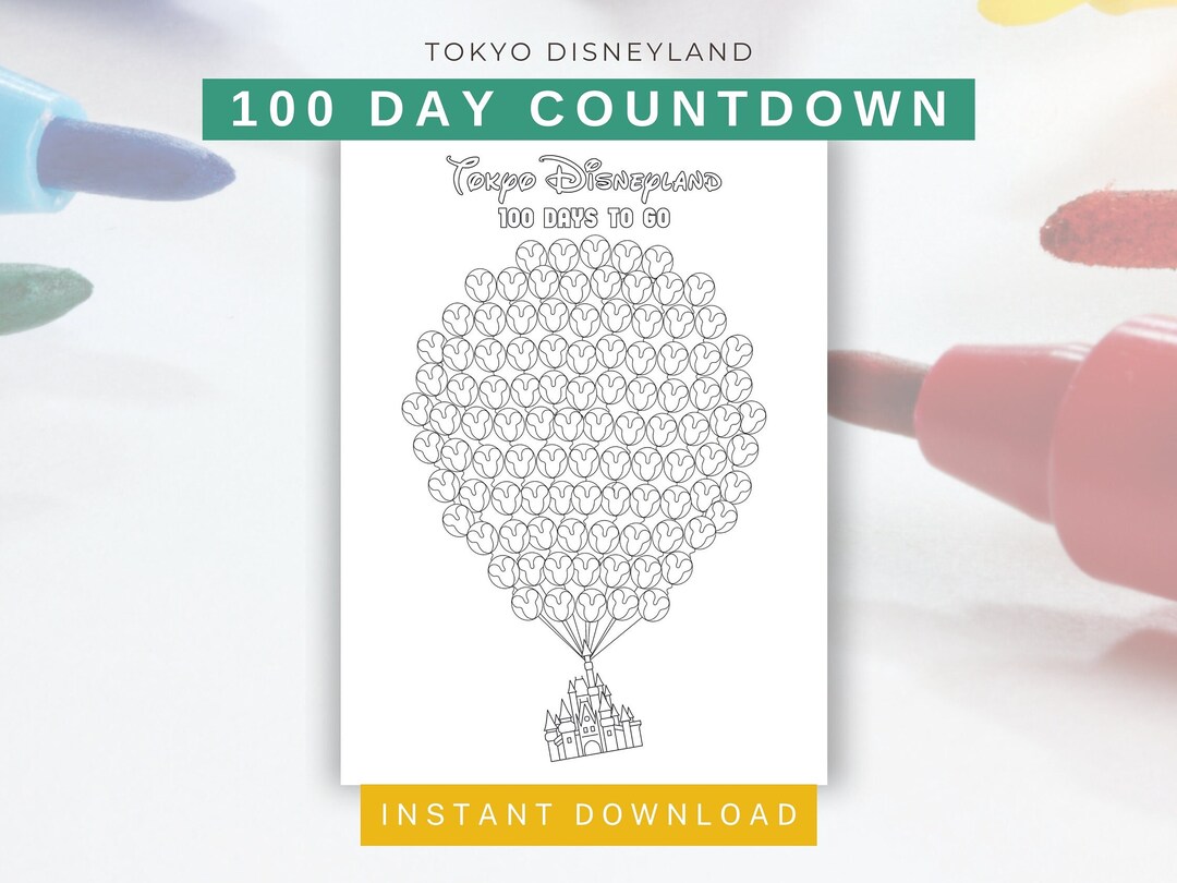 100 Day Tokyo Countdown Colouring Sheet | DIGITAL DOWNLOAD - Etsy