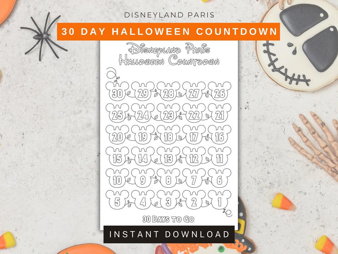 30 Day Paris Halloween Countdown Colouring Sheet | DIGITAL DOWNLOAD - Etsy