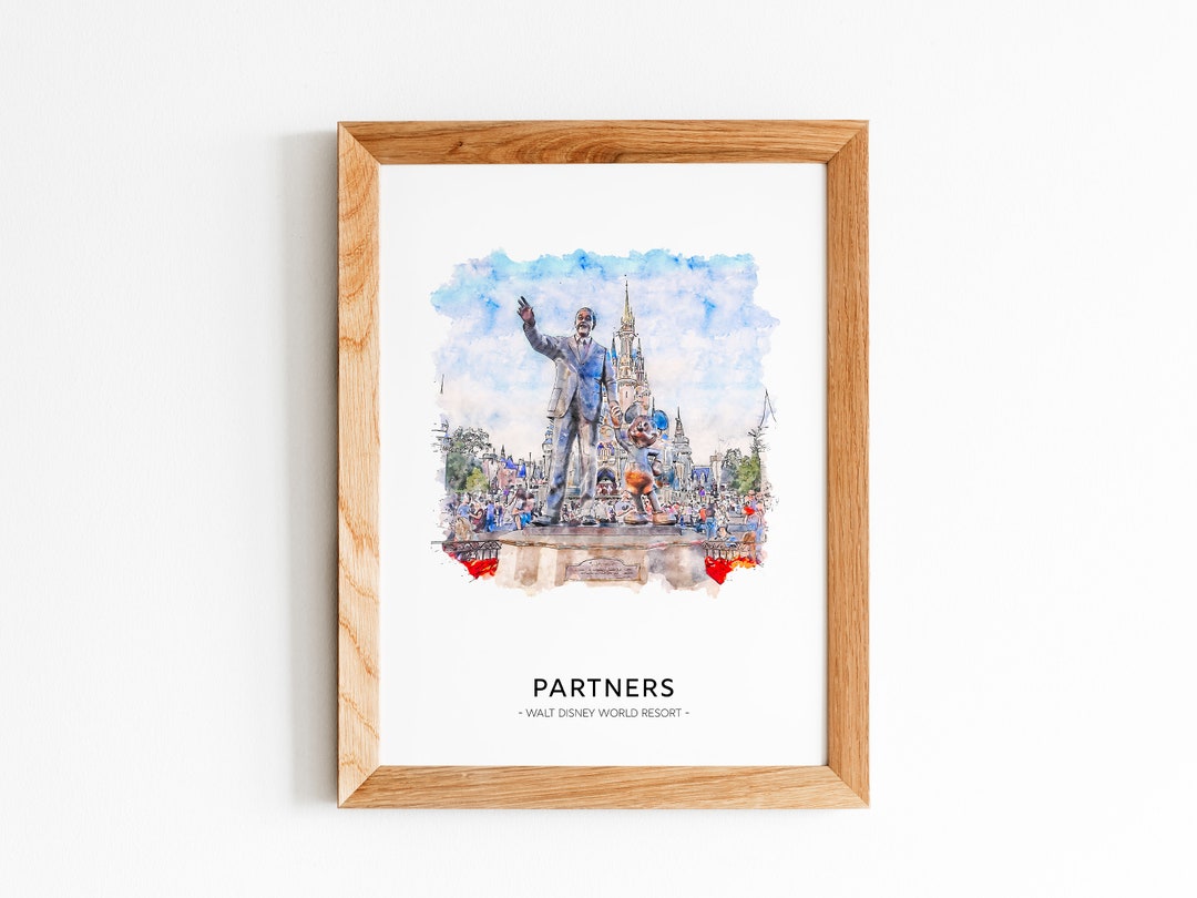 Walt Disney & Mickey Mouse Partners Statue Print - Etsy