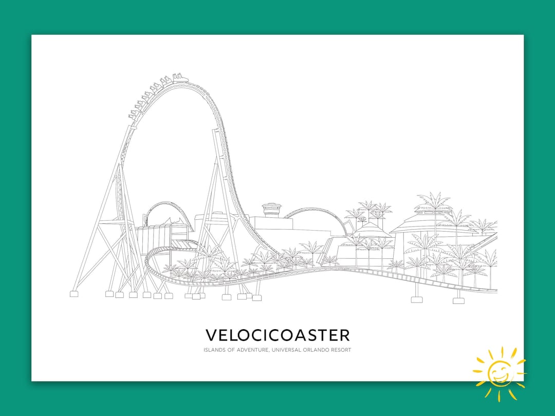 Velocicoaster Roller Coaster Line Drawing Print - Etsy