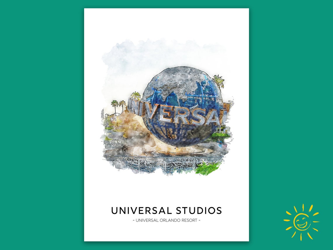 Universal Studios Universal Orlando Resort Watercolour - Etsy