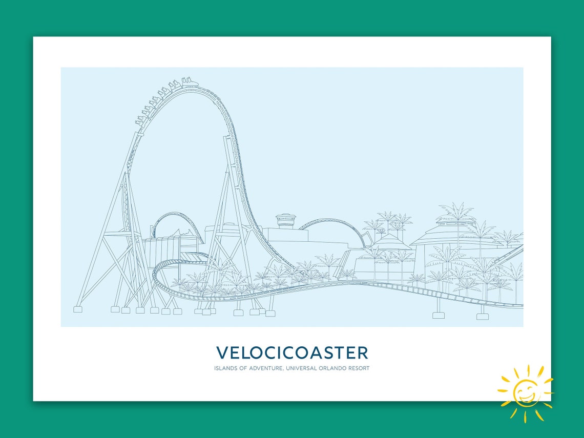 Velocicoaster Roller Coaster Line Drawing Print - Etsy