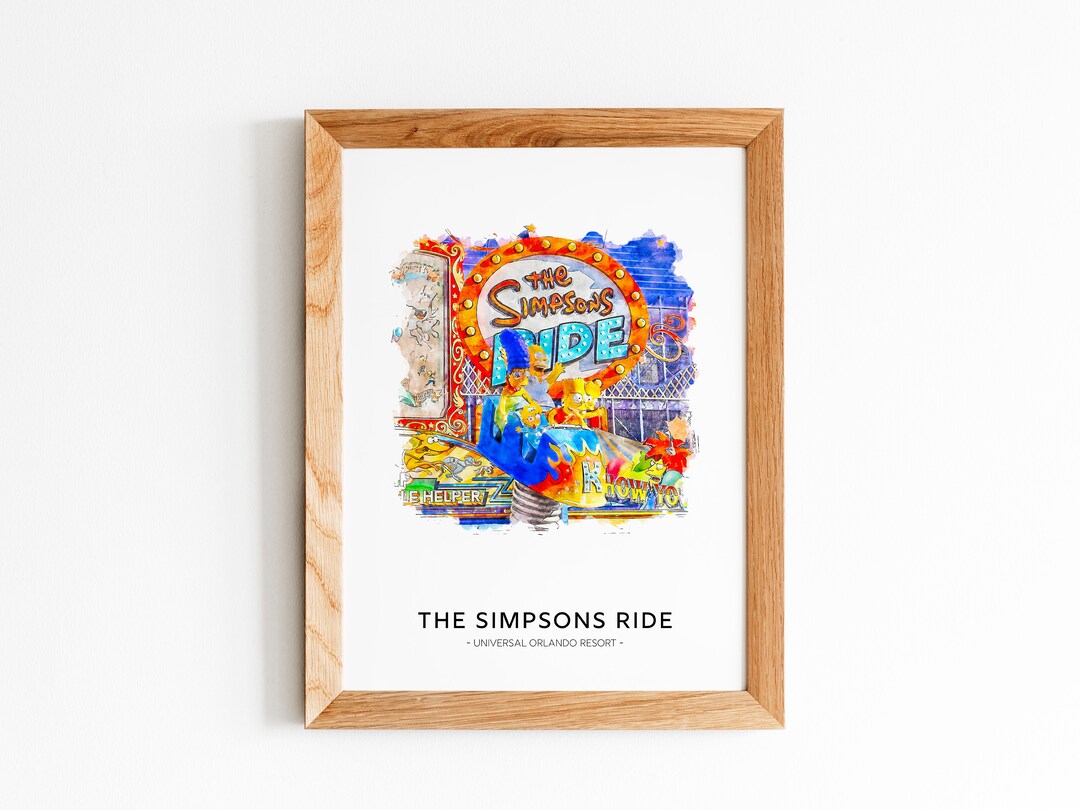 The Simpsons Ride | Universal Orlando Resort | Watercolour Style Print ...