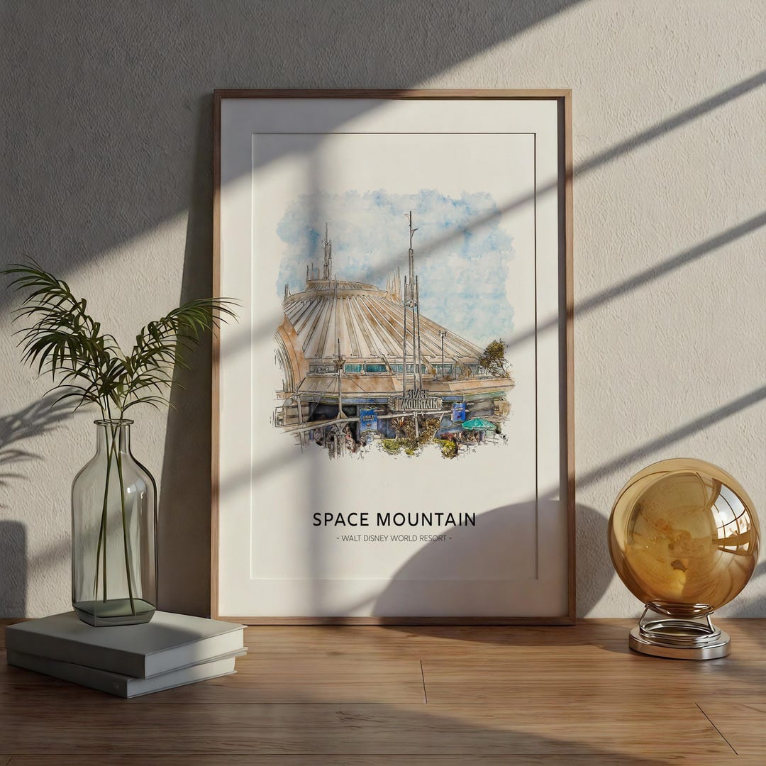 Space Mountain, Walt Disney World Resort Theme Park Print A3|A4|A5|A6 ...