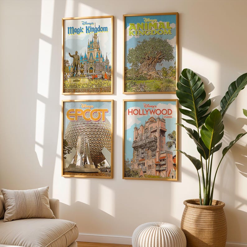Walt Disney World 4 Park Retro Style Print Bundle - Etsy