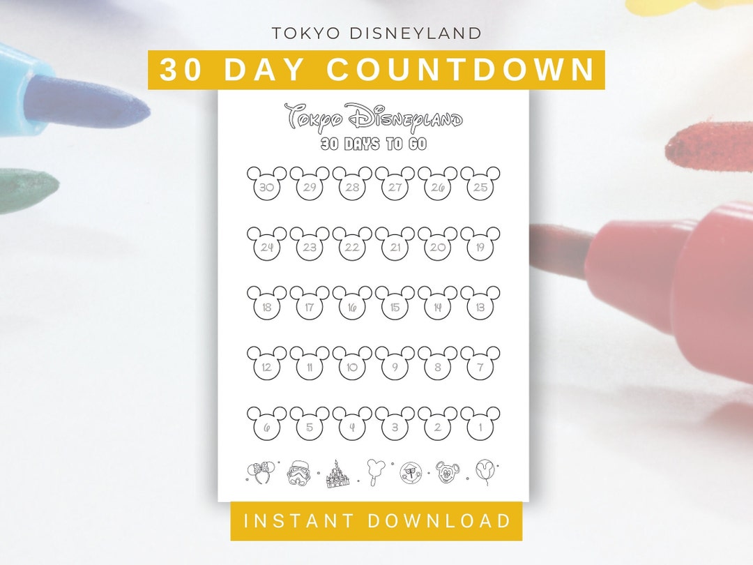 30 Day Tokyo Countdown Colouring Sheet DIGITAL DOWNLOAD - Etsy